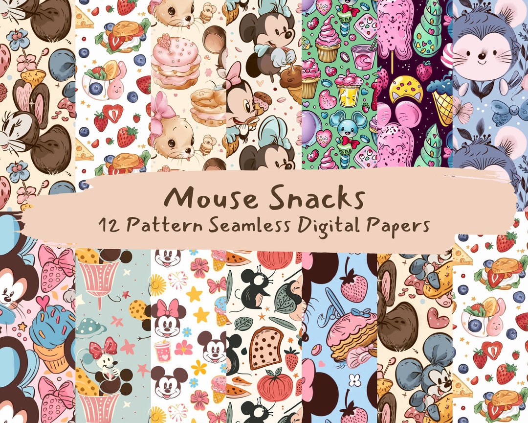 Mouse Snacks Pattern Seamless Digital Papers - Printable Scrapbook ...