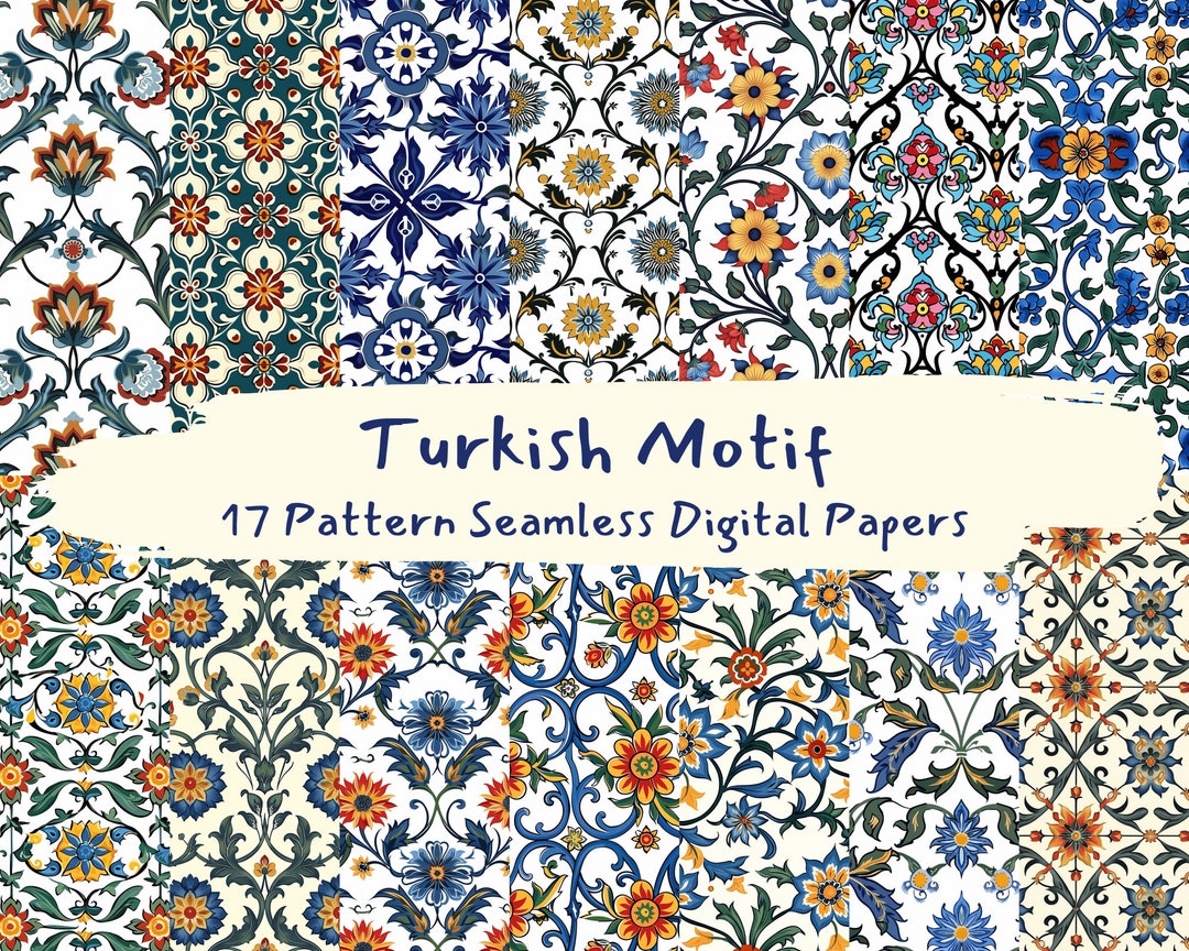 Turkish Motif Pattern Seamless Digital Papers - Printable Scrapbook ...