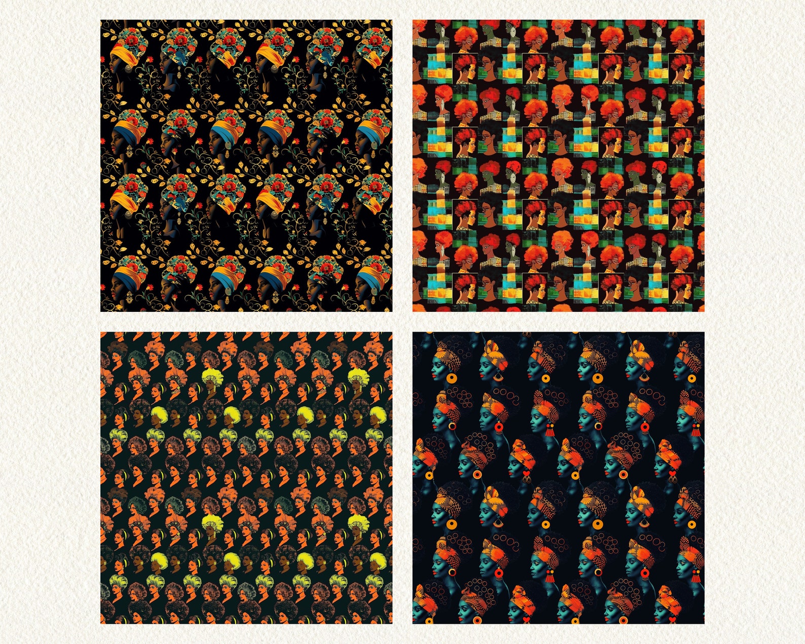 Afrochic BHM Pattern Seamless Digital Papers - Printable Scrapbook ...