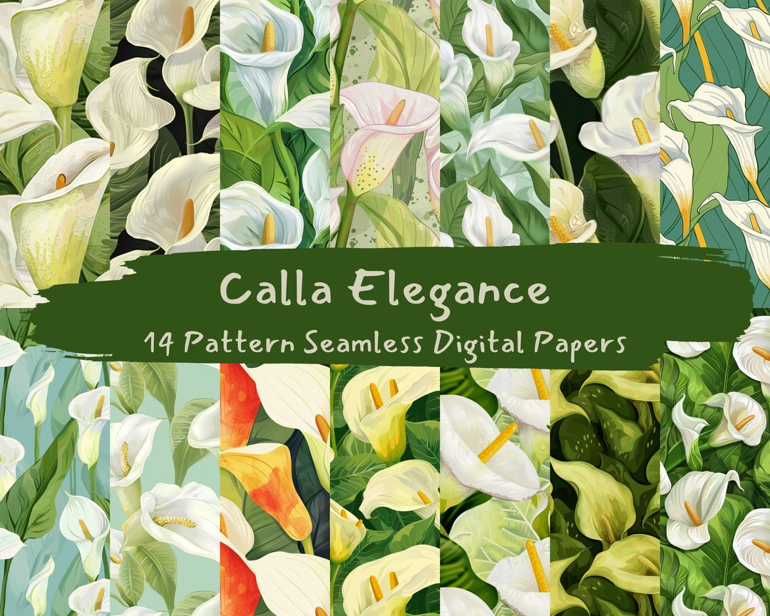 Calla Elegance Pattern Seamless Digital Papers - Printable Scrapbook ...