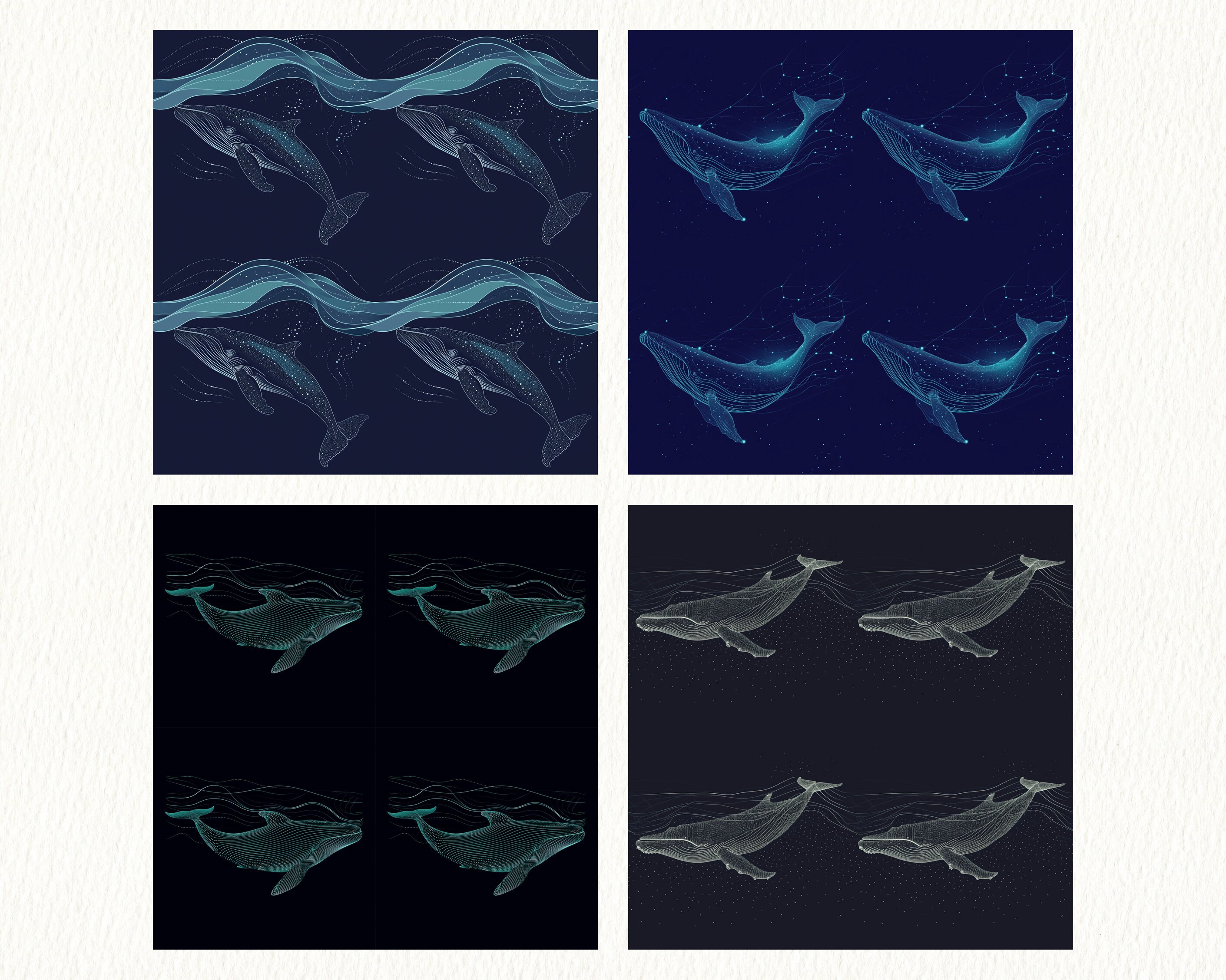 Whale Illustration Pattern Seamless Digital Papers - Printable ...