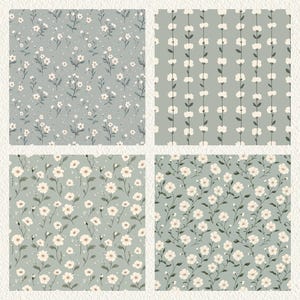 Sage Floral Pattern Seamless Digital Papers - Printable Scrapbook Paper ...