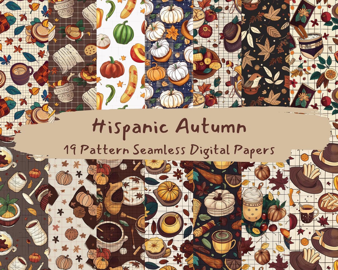 Hispanic Autumn Pattern Seamless Digital Papers - Printable Scrapbook ...