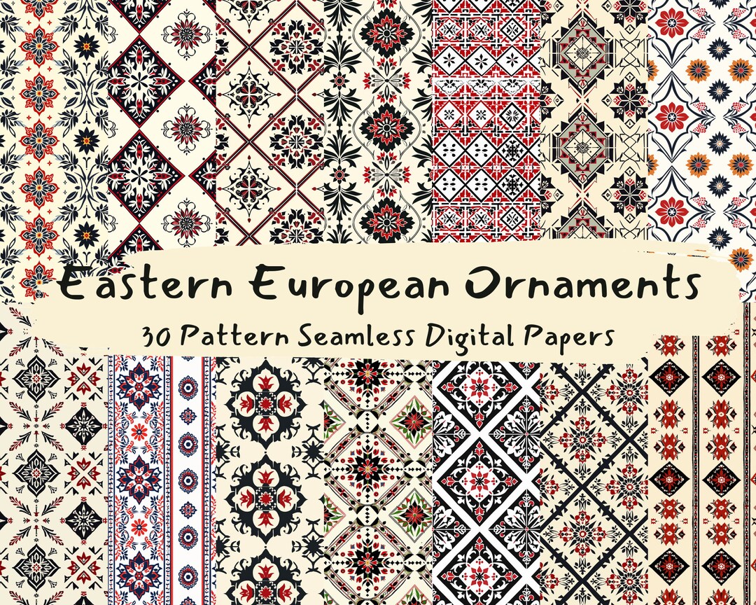 Eastern European Ornaments Pattern Seamless Digital Papers - Printable ...