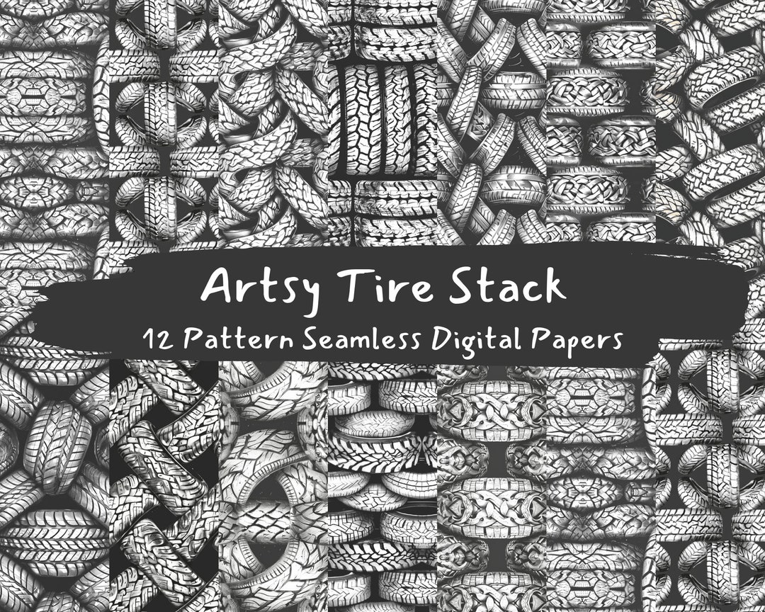 Artsy Tire Stack Pattern Seamless Digital Papers - Printable Scrapbook ...