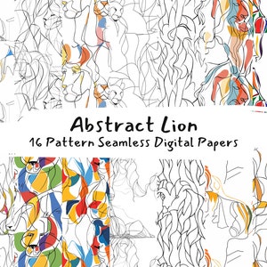 Abstract Lion Pattern Seamless Digital Papers - Printable Scrapbook ...