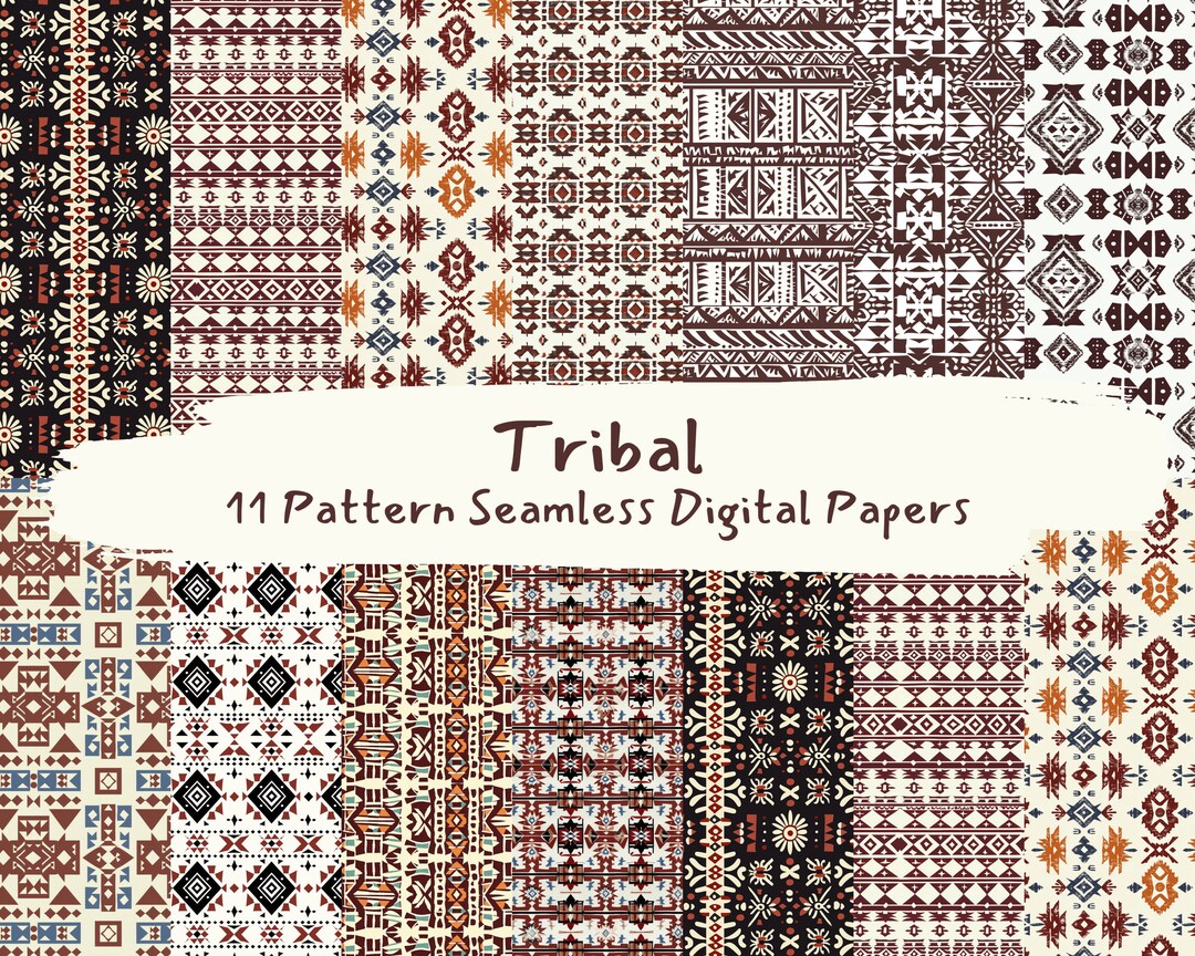 Tribal Pattern Seamless Digital Papers - Printable Scrapbook Paper ...