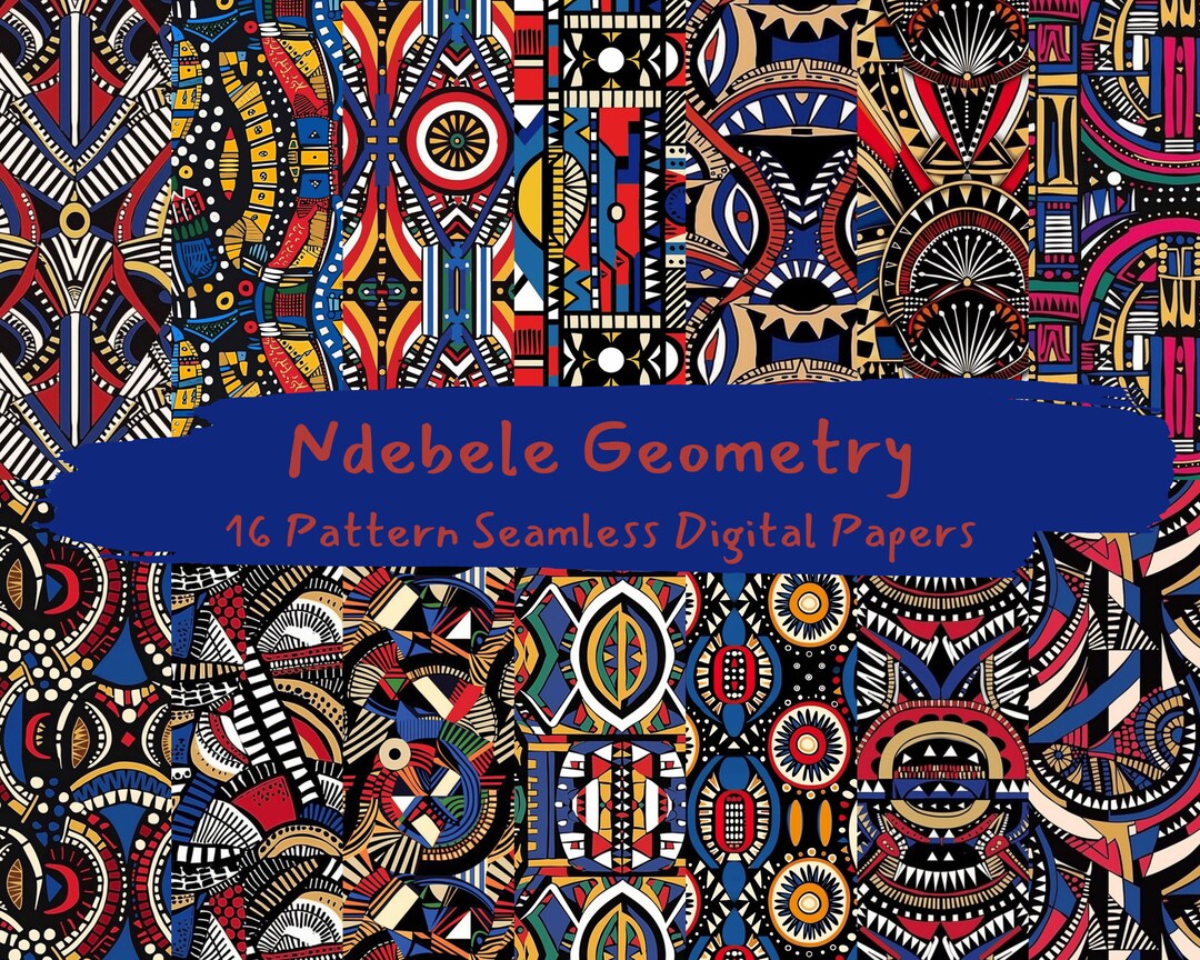 Ndebele Geometry Pattern Seamless Digital Papers - Printable Scrapbook ...