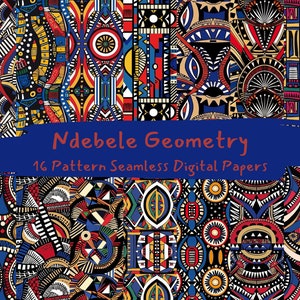 Ndebele Geometry Pattern Seamless Digital Papers - Printable Scrapbook ...