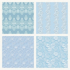 Baby Blue Lace Pattern Seamless Digital Papers - Printable Scrapbook ...