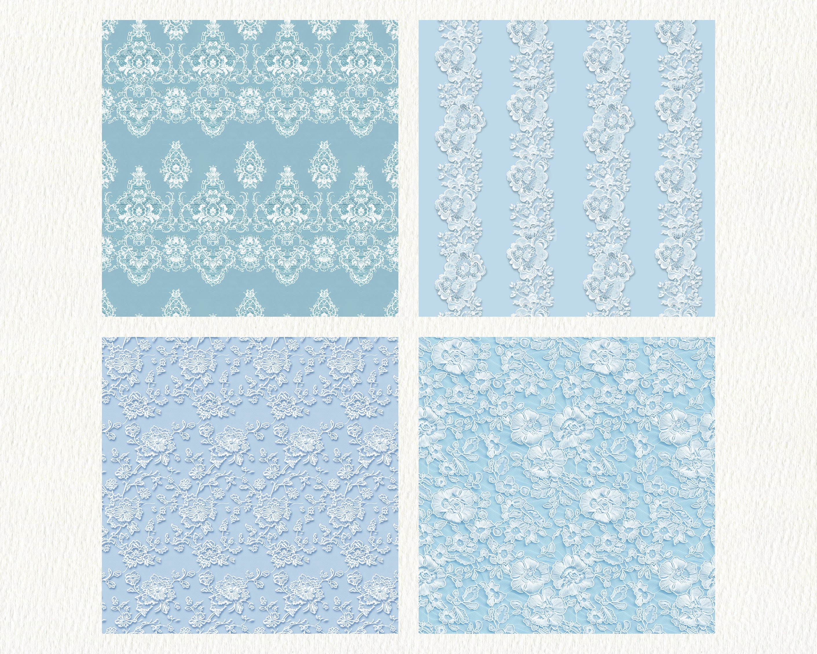Baby Blue Lace Pattern Seamless Digital Papers - Printable Scrapbook ...