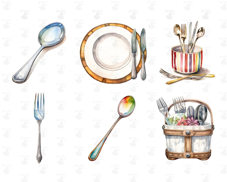 Silverware, Digital Printable Clip Art Graphics in PNG Format ...