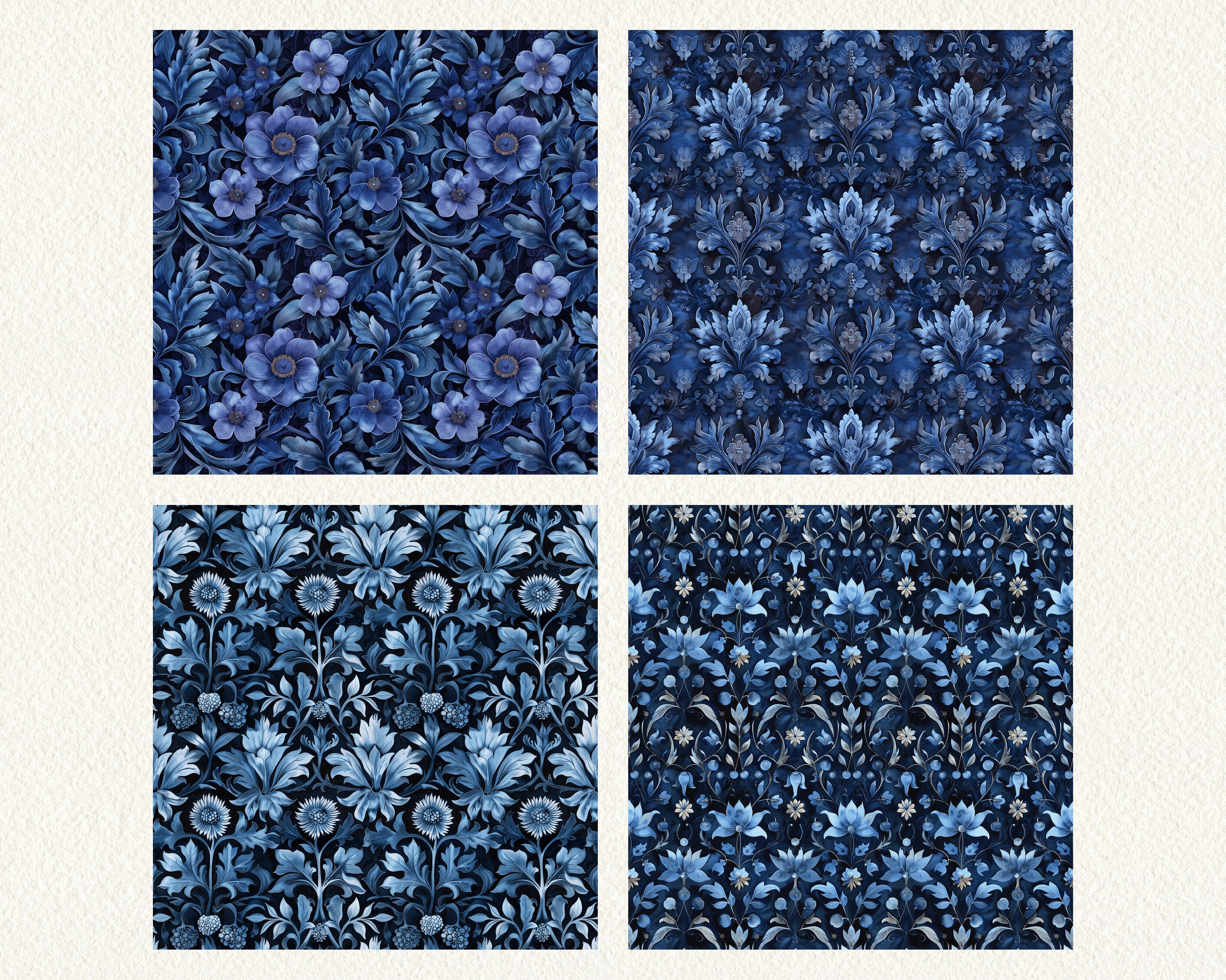 Midnight Blue Medieval Pattern Seamless Digital Papers Printable ...