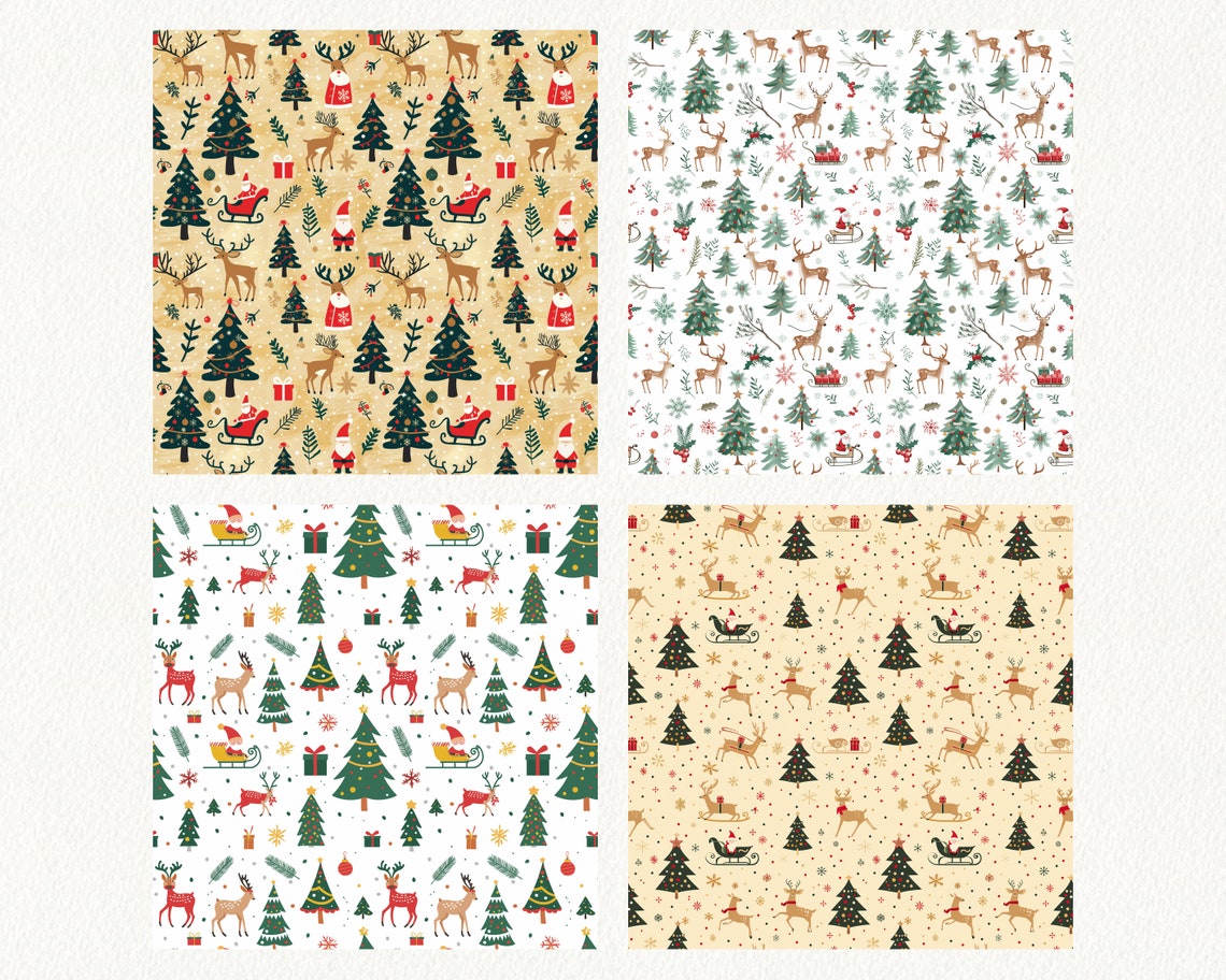 Ho Ho Ho Xmas Pattern Seamless Digital Papers - Printable Scrapbook ...