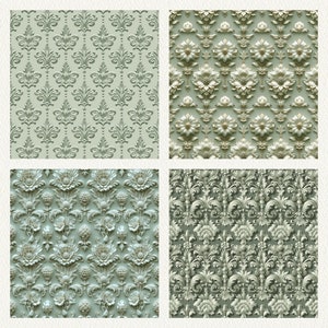 Luxury Sage Green Pattern Seamless Digital Papers - Printable Scrapbook ...