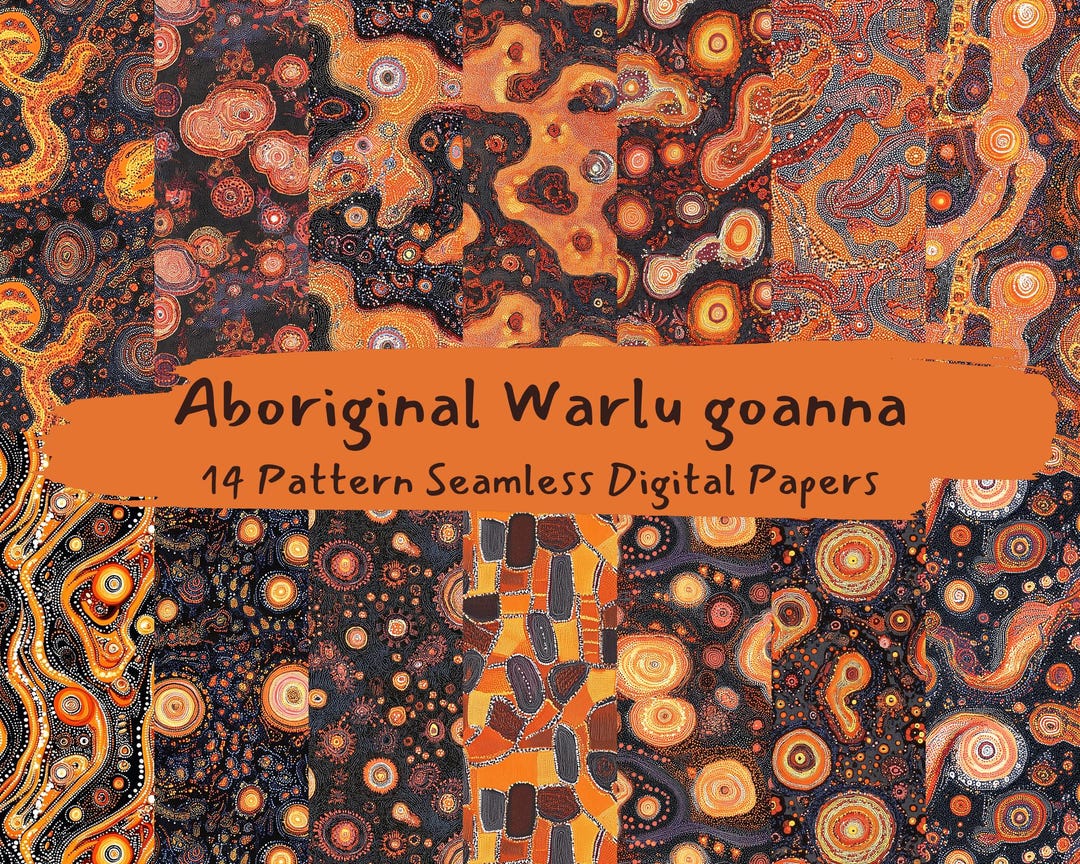 Aboriginal Warlu Goanna Pattern Seamless Digital Papers - Printable ...