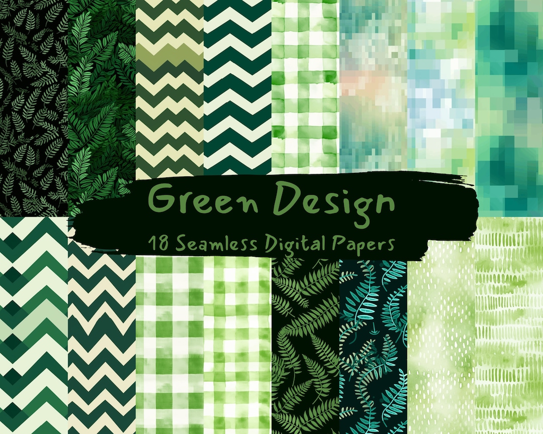 Green Design Pattern Seamless Digital Papers - Tile Patterns Printable ...