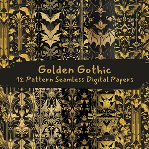 Golden Gothic Pattern Seamless Digital Papers - Printable Scrapbook ...
