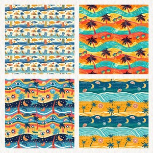 Beach Summer Pattern Seamless Digital Papers - Printable Scrapbook ...