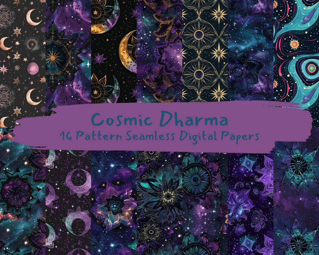 Cosmic Dharma Pattern Seamless Digital Papers - Printable Scrapbook ...