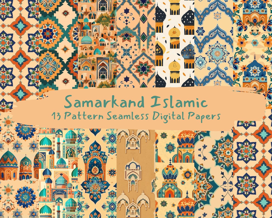 Samarkand Islamic Pattern Seamless Digital Papers - Printable Scrapbook ...