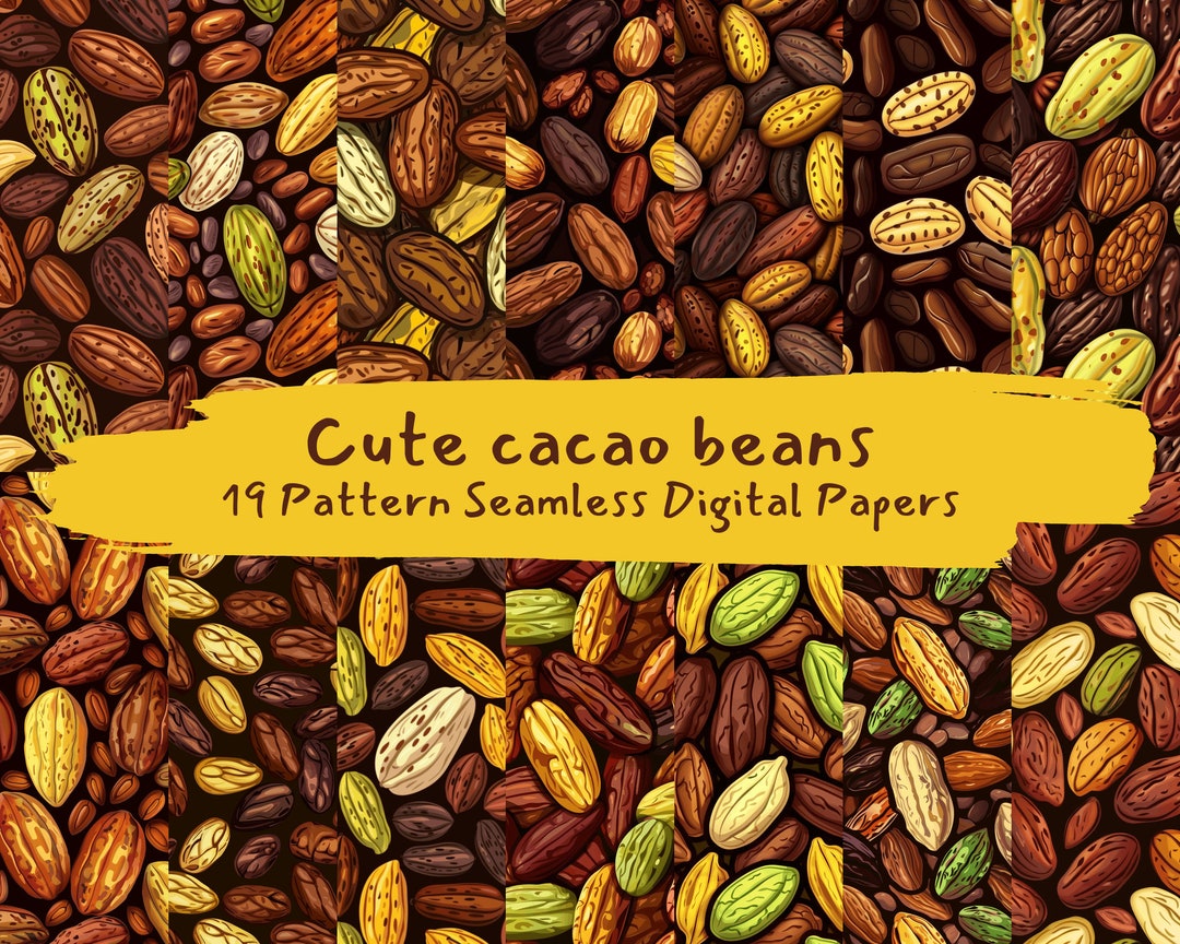 Cute Cacao Beans Pattern Seamless Digital Papers - Printable Scrapbook ...
