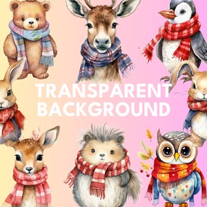 Cute Animals Scarf, Winter, Fall, Autumn, Digital Printable Clip Art ...