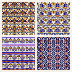 Mexican Talavera Pattern Seamless Digital Papers - Printable Scrapbook ...