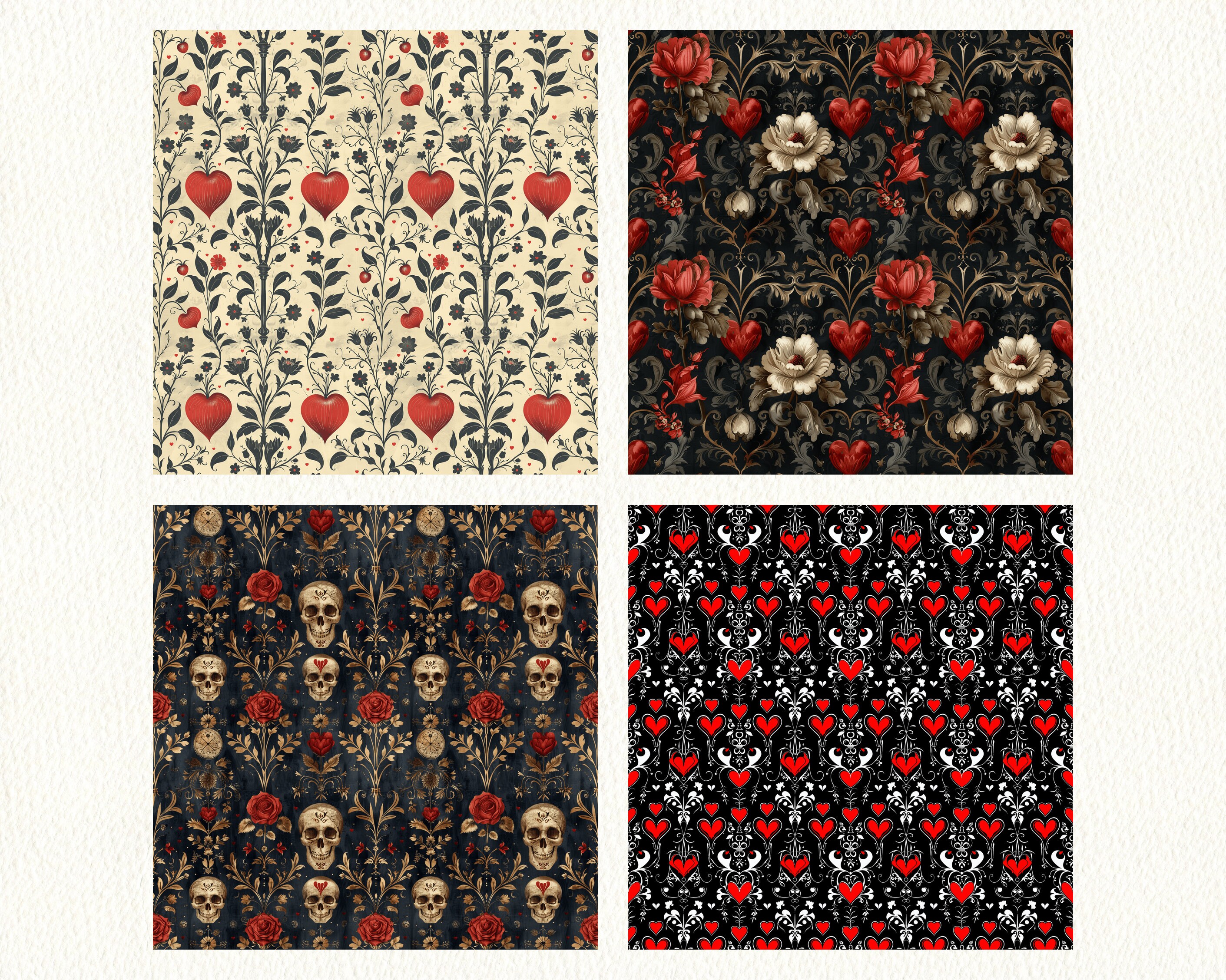 Love as a Gothica Pattern Seamless Digital Papers - Printable Scrapbook ...