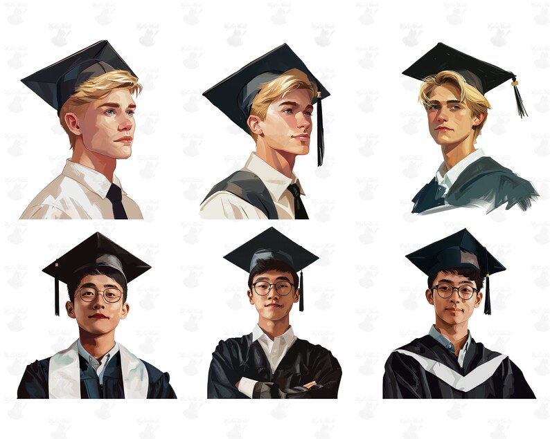 Graduation Boy Digital Printable Clipart Bundle in PNG Format ...