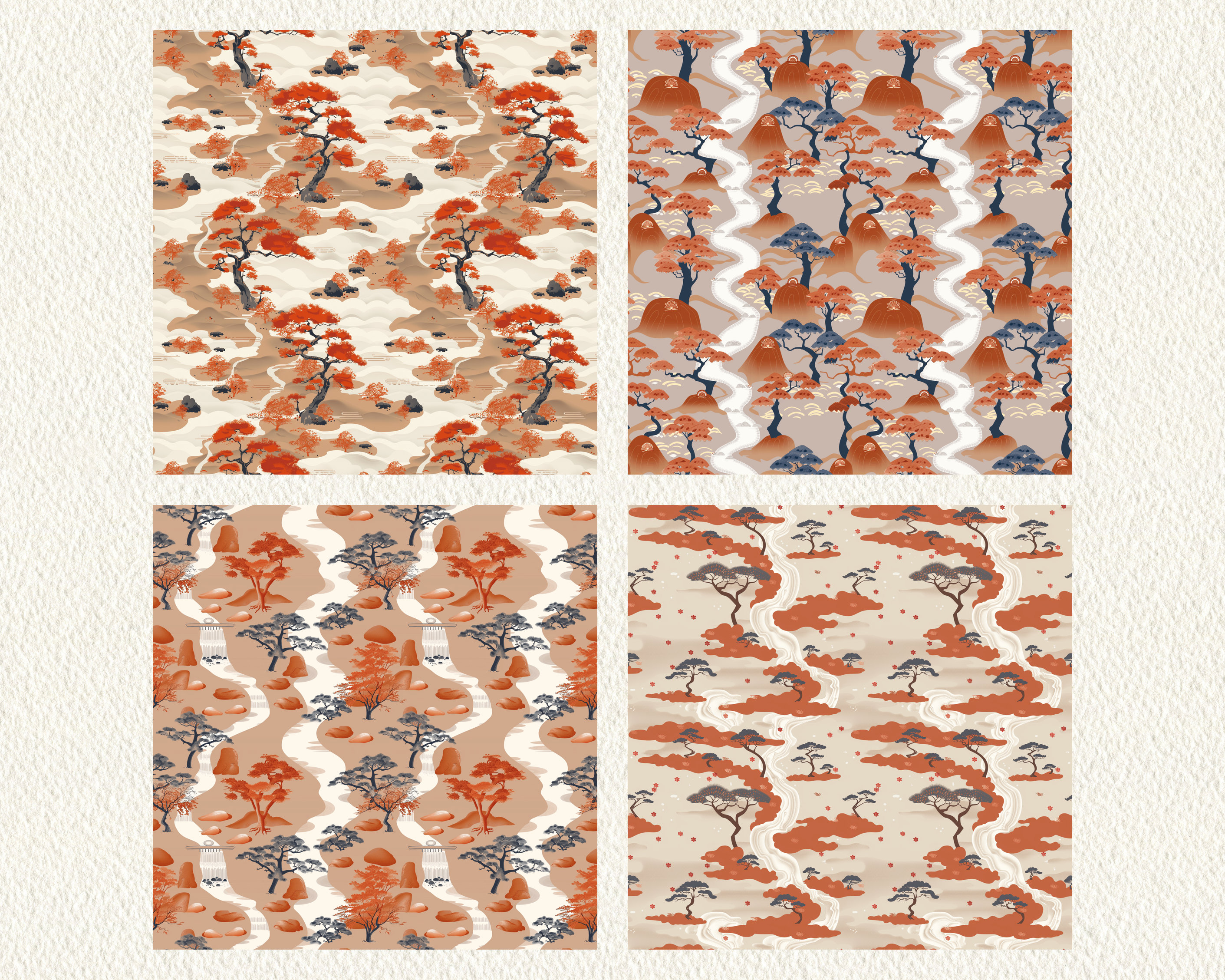 Japanese Garden Pattern Seamless Digital Papers - Printable Scrapbook ...