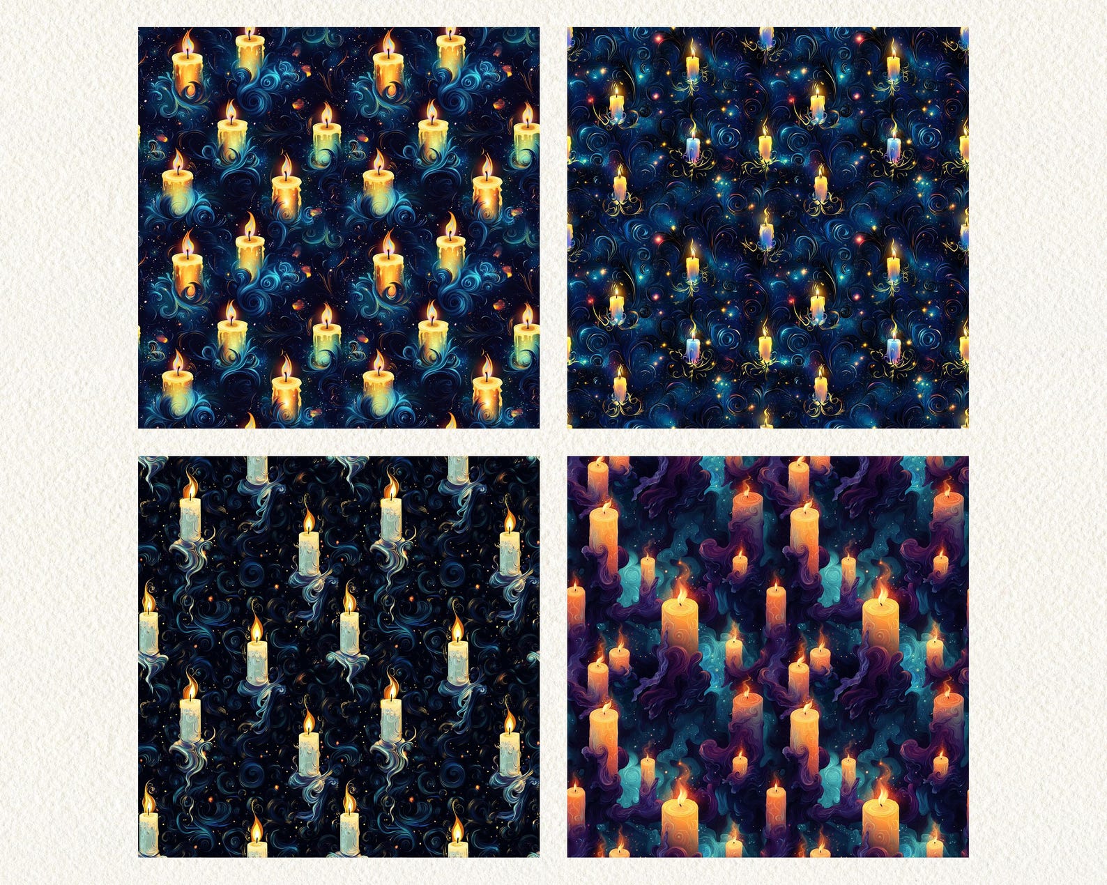 Mystical Candles Pattern Seamless Digital Papers - Printable Scrapbook ...