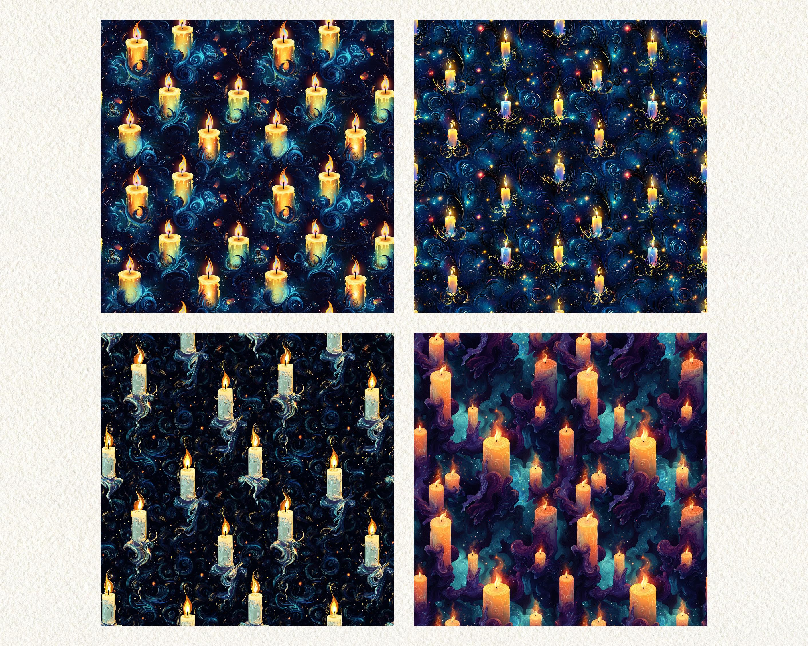 Mystical Candles Pattern Seamless Digital Papers - Printable Scrapbook ...