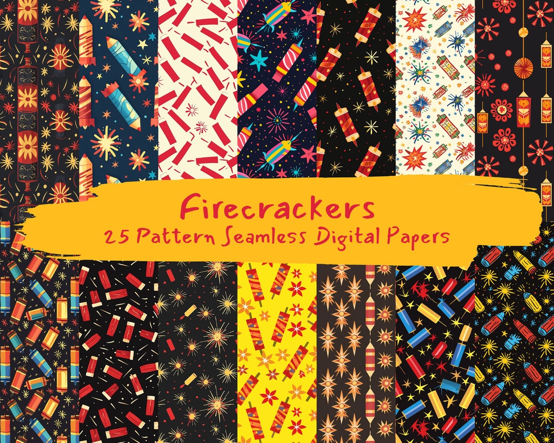 Firecrackers Pattern Seamless Digital Papers - Printable Scrapbook ...