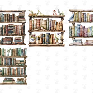 Bookshelf Watercolor Printable Clipart, Png Format, Transparent ...