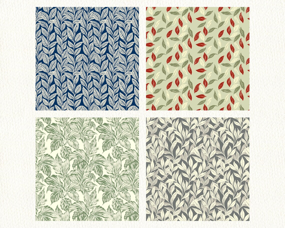 Motif Leaves Wallpaper Pattern Seamless Digital Papers - Printable ...