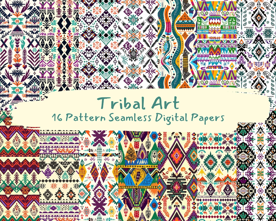 Tribal Art Pattern Seamless Digital Papers printable scrapbook paper ...