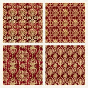 Red and Gold Damask Pattern Seamless Digital Papers - Printable ...