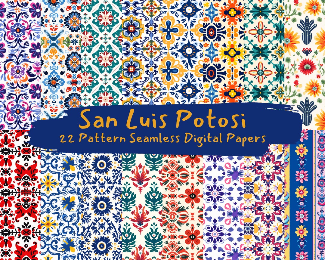 San Luis Potosi Ethnic Pattern Seamless Digital Papers - Tile Patterns ...