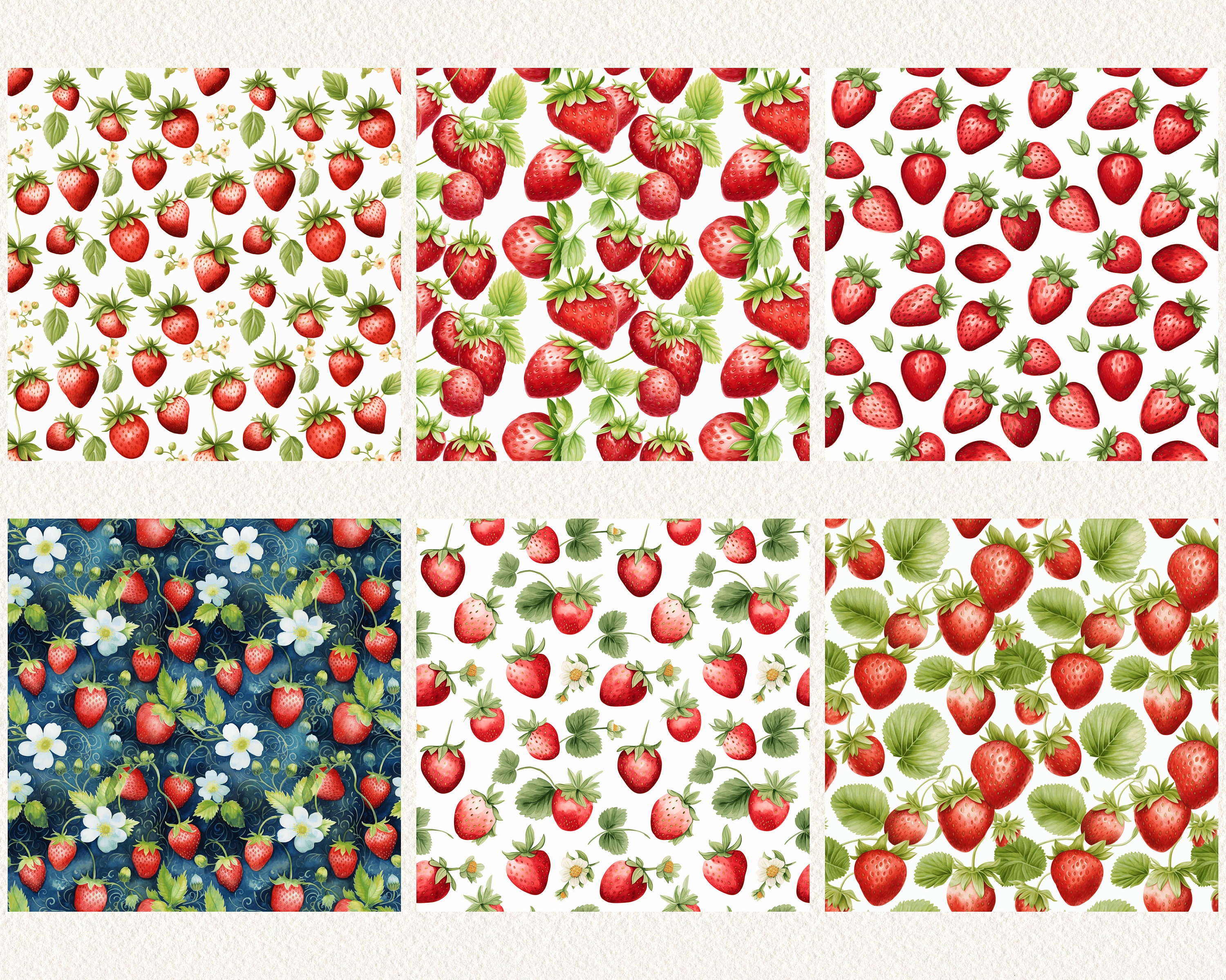 Strawberry Pattern Seamless Digital Papers - Tile Patterns Printable ...