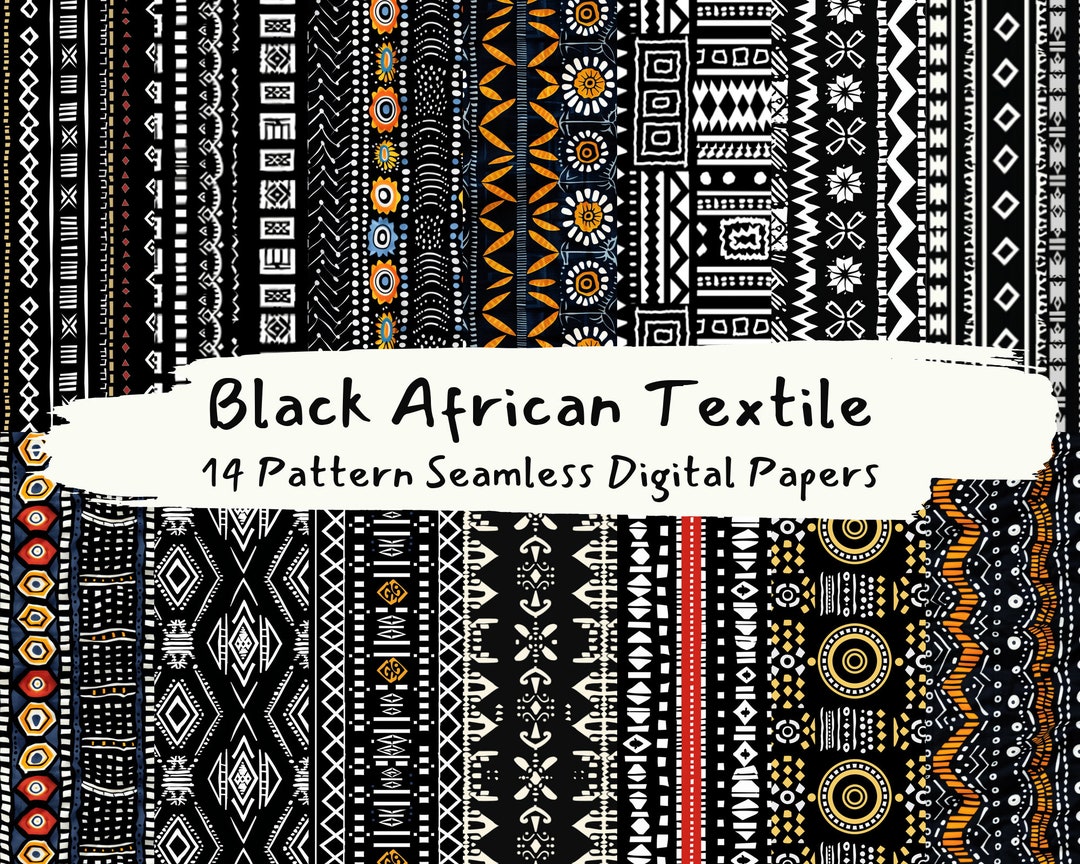 Black African Textile Pattern Seamless Digital Papers - Printable ...