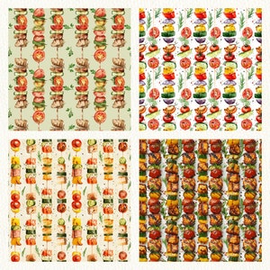 Watercolor Kebab Pattern Seamless Digital Papers - Printable Scrapbook ...
