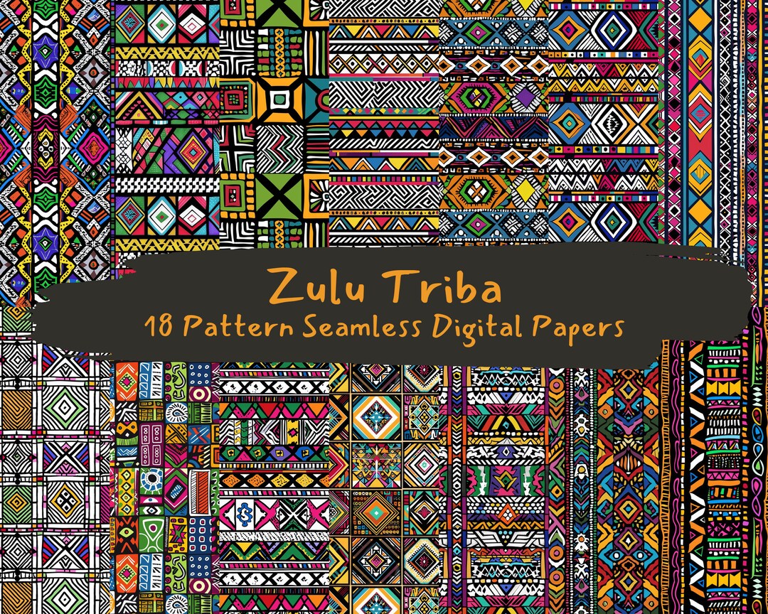 Zulu Triba Pattern Seamless Digital Papers - Printable Scrapbook Paper ...