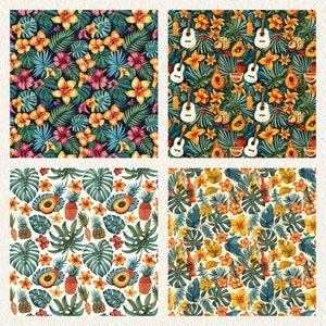 Tropical Summer Paradise Pattern Seamless Digital Papers - Printable ...