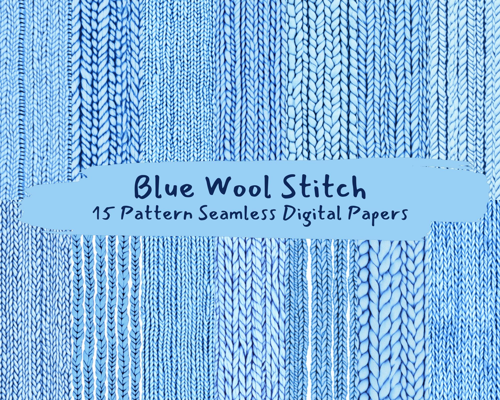 Blue Wool Stitch Pattern Seamless Digital Papers - Printable Scrapbook ...