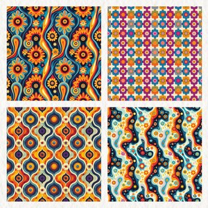 1970s Hippy Pattern Seamless Digital Papers - Printable Scrapbook Paper ...