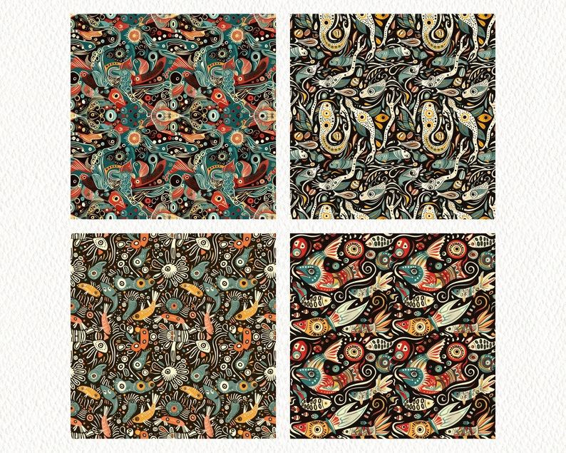 Aboriginal Tadpole Fish Pattern Seamless Digital Papers - Etsy