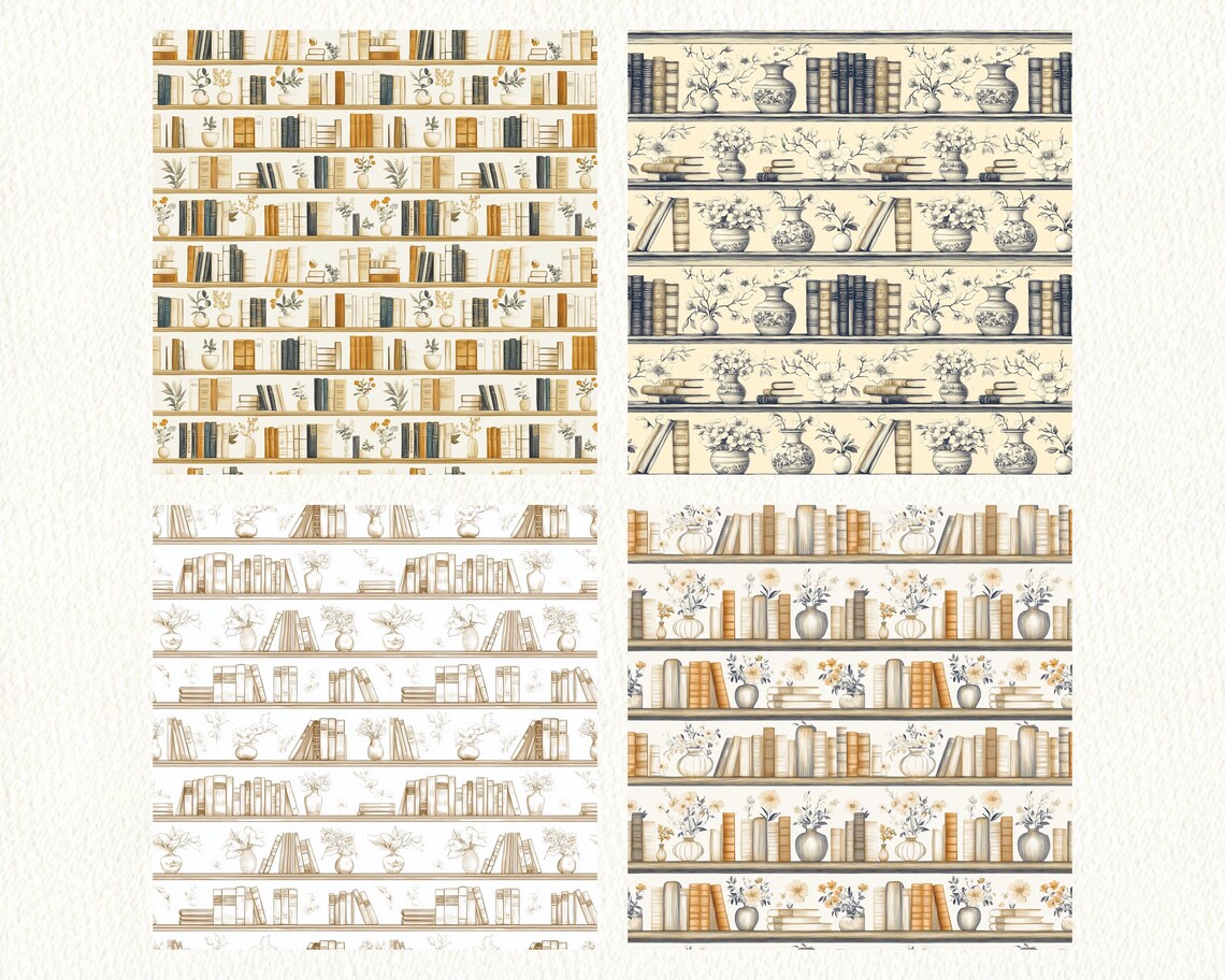 Watercolor Books Pattern Seamless Digital Papers - Printable Scrapbook ...