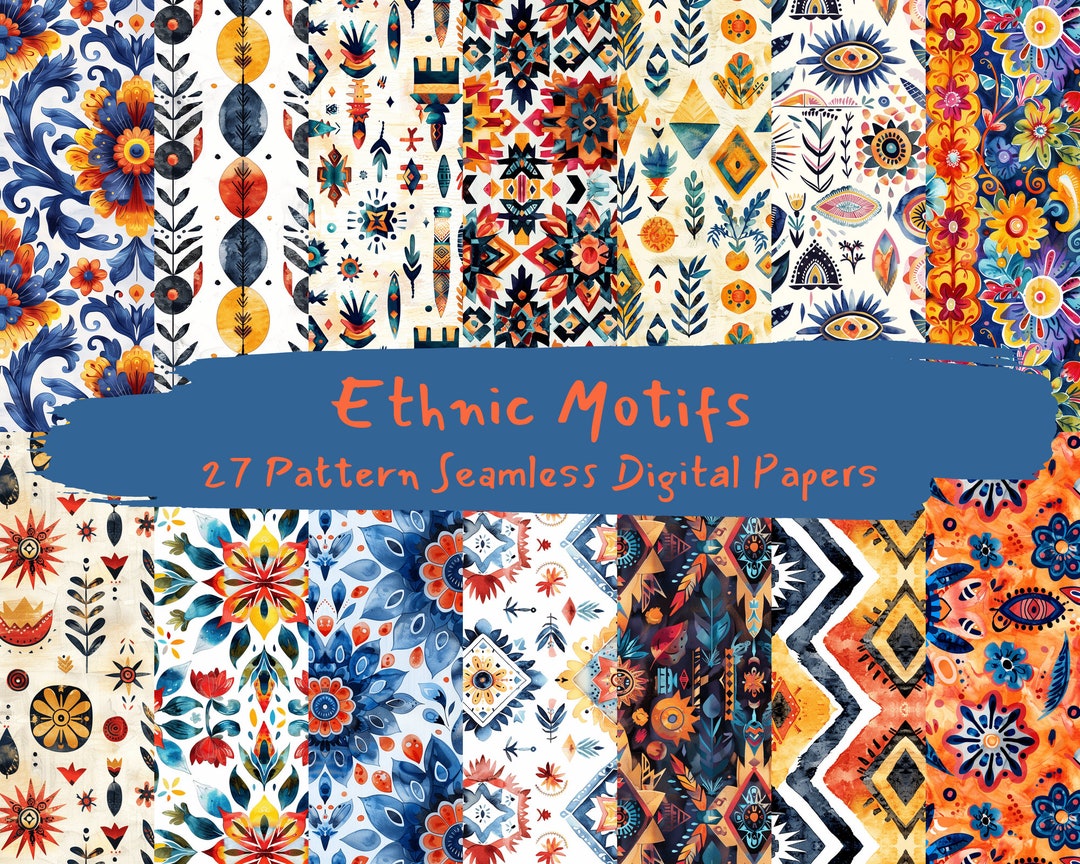 Ethnic Motifs Pattern Seamless Digital Papers - Printable Scrapbook ...
