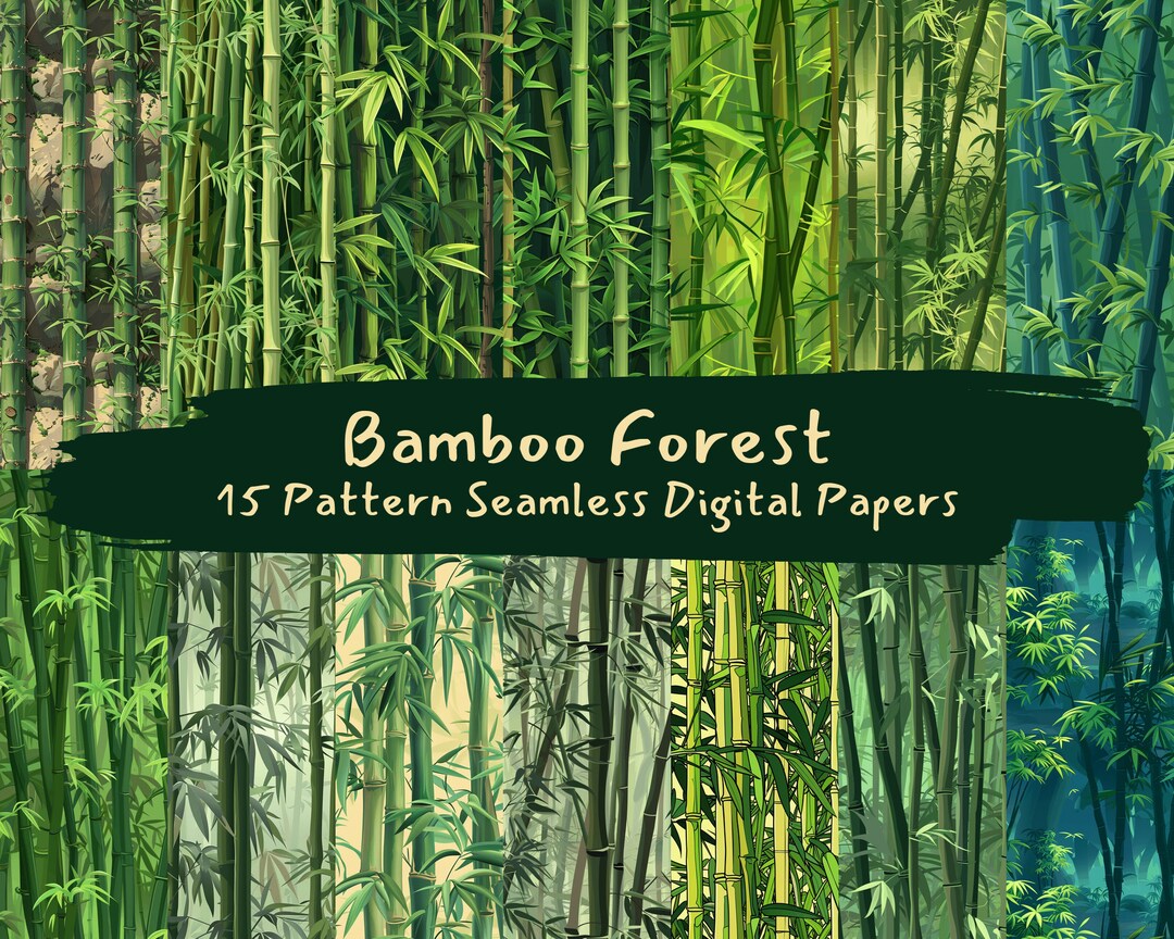Bamboo Forest Pattern Seamless Digital Papers - Printable Scrapbook ...